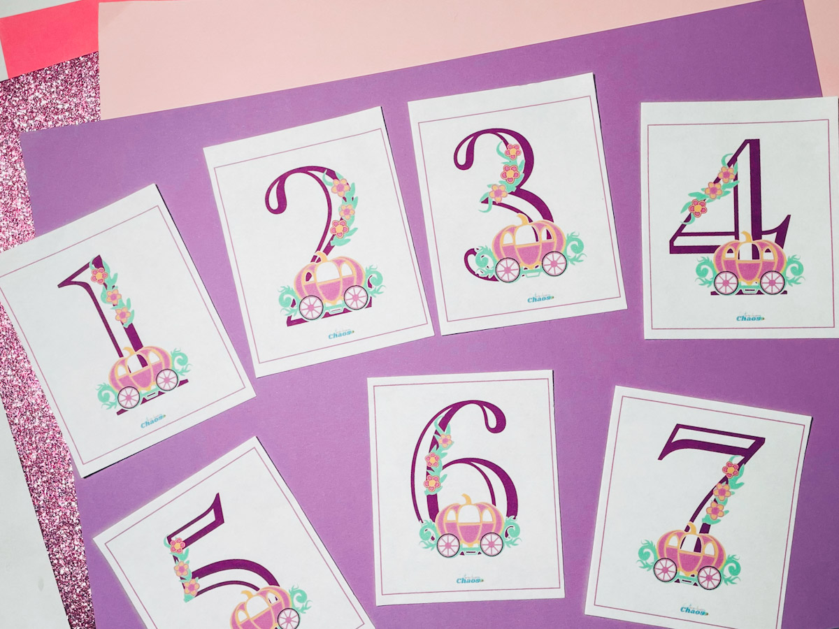 Free Printable Princess Carriage Number Flash Cards ⋆ Extraordinary Chaos