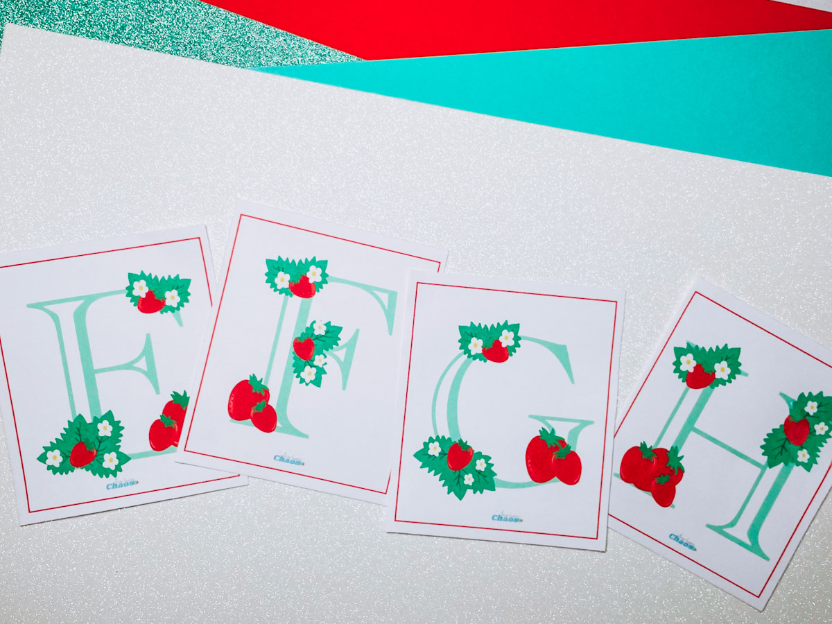 Free Printable Strawberry Alphabet Flash Cards ⋆ Extraordinary Chaos