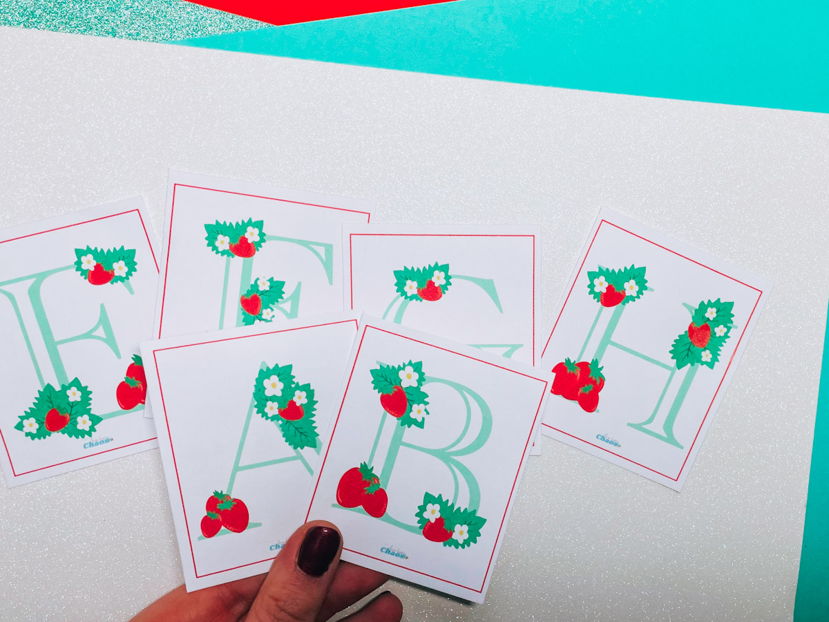 Free Printable Strawberry Alphabet Flash Cards ⋆ Extraordinary Chaos
