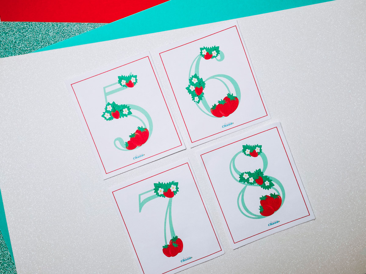 Free Printable Strawberry Number Flash Cards ⋆ Extraordinary Chaos
