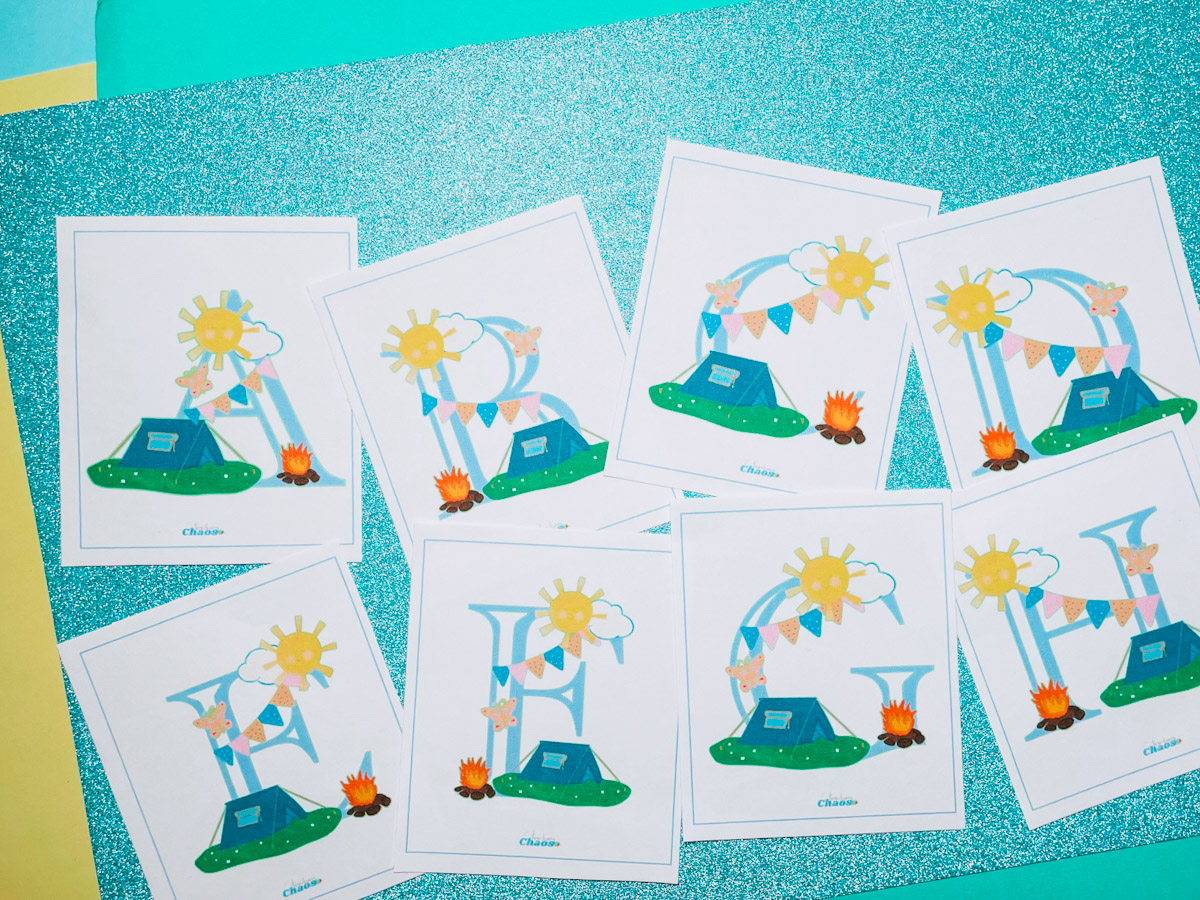 Free Printable Camping Alphabet Flash Cards ⋆ Extraordinary Chaos
