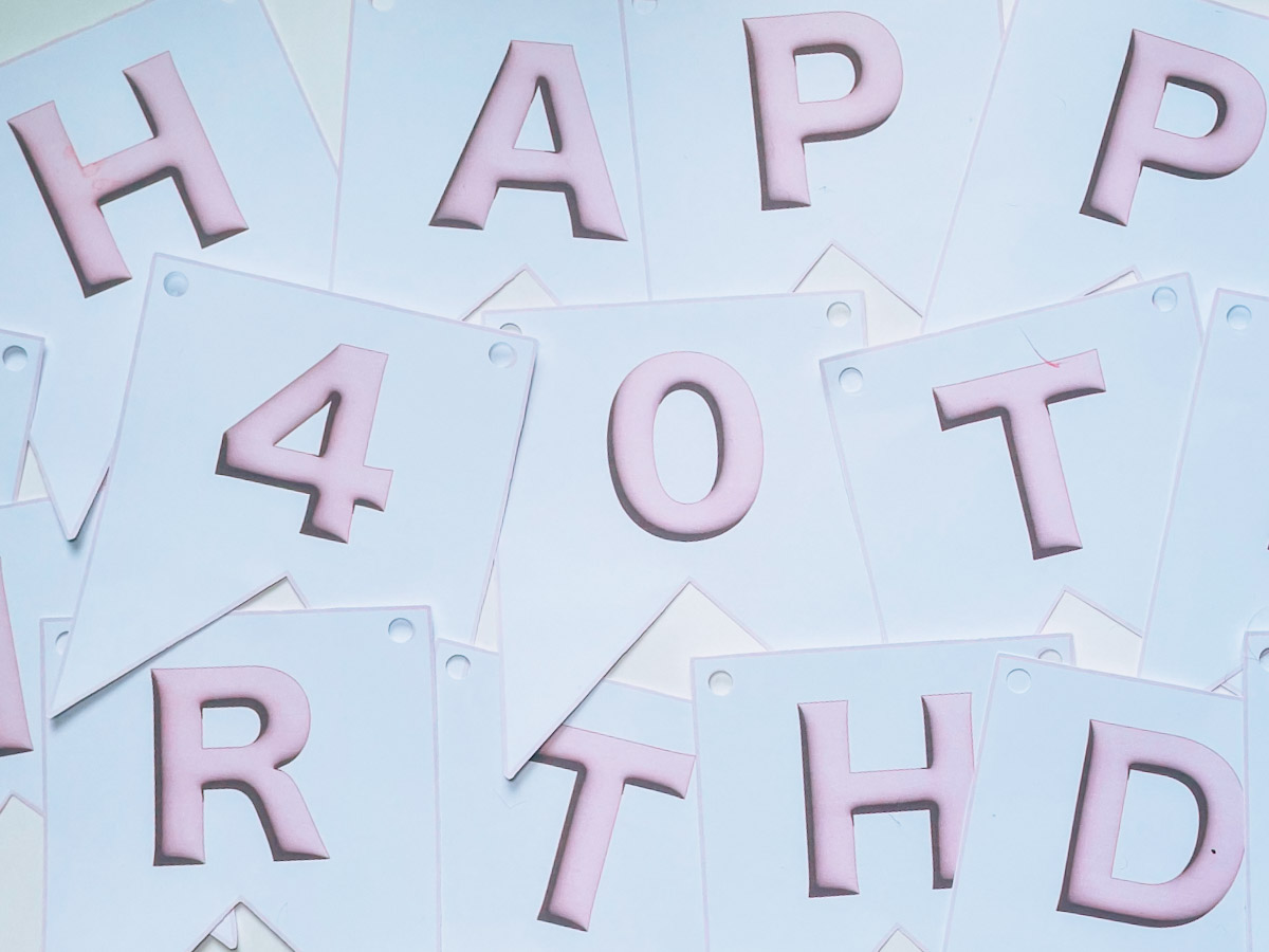 Free Printable Pink Happy 40th Birthday Banner ⋆ Extraordinary Chaos